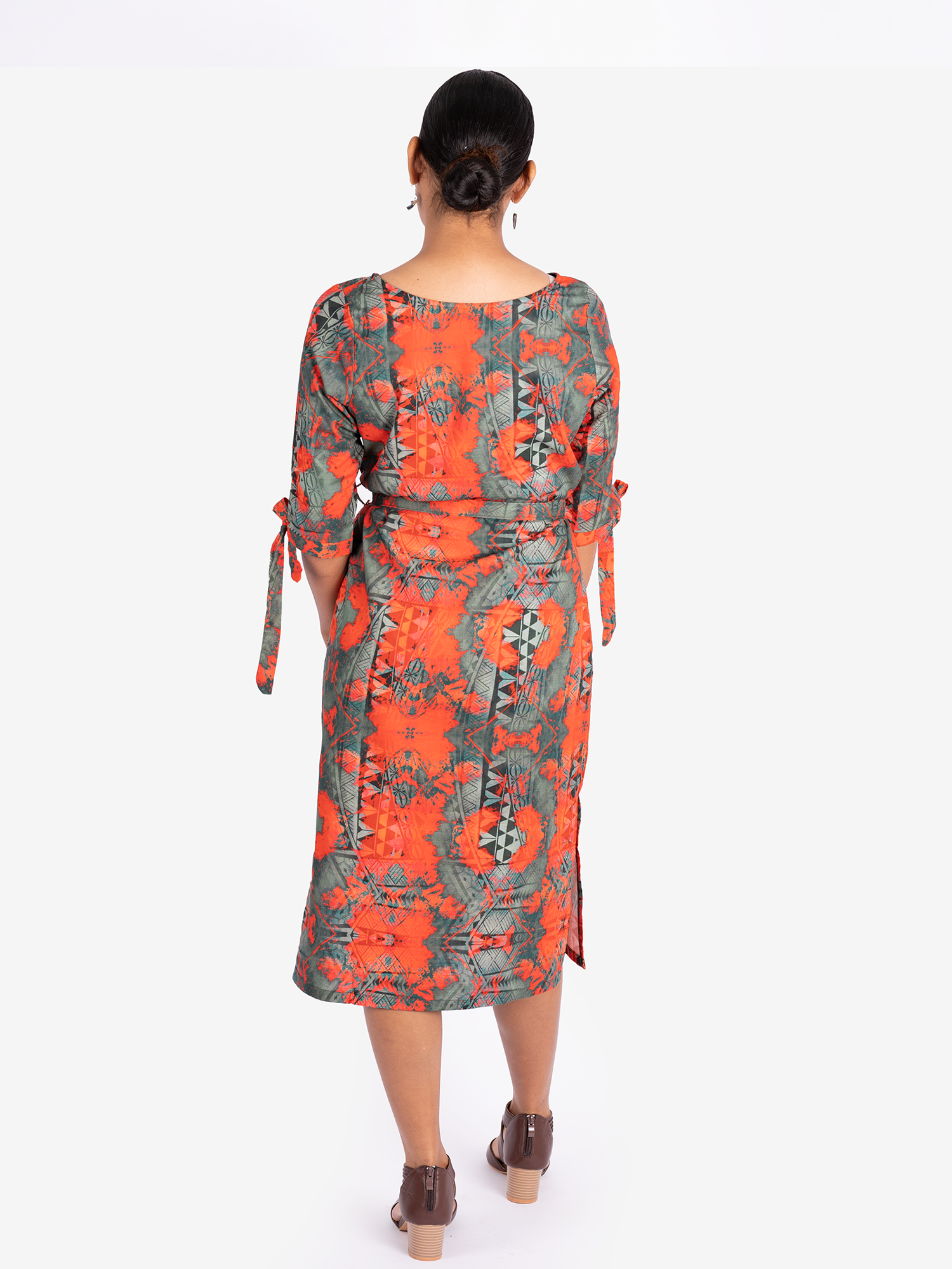 Akamu Ladies Tie Sleeve Midi Dress FB1256 - Brands-Akamu : S Nagindas ...